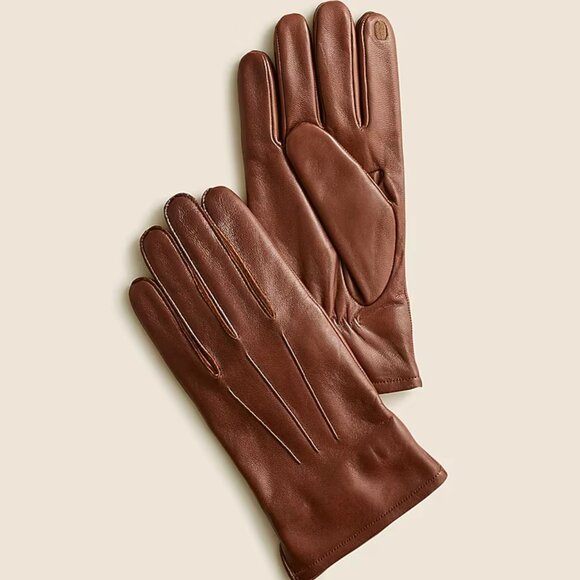 J. Crew | Accessories | J Crew Cashmere Lined Brown Leather Driving ...